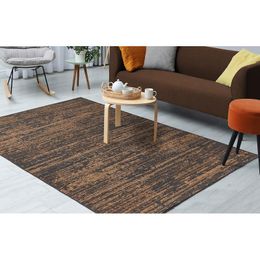 Kayoom Teppich &raquo;Kalevi 100&laquo; rechteckig 8 mm H&ouml;he Flachgewebe gelb Polyester B : 80cm 1 Stk., 8mm, L: 150cm