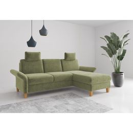 OTTO home Ecksofa &raquo;Rochelle, L-Form&laquo; wahlweise mit Armteilverstellung, Schlaffunktion und Bettkasten gr&uuml;n 100% Polyester B/H/T: 251cm x 90cm x 164cm, 