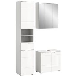 Welltime Badm&ouml;bel-Set &raquo;CAPRI, 3-teilig, mit eingefasster Griffmulde, bestehend aus:&laquo; wei&szlig; B/H/T: 116cmcm x 193cmcm x 34cmcm