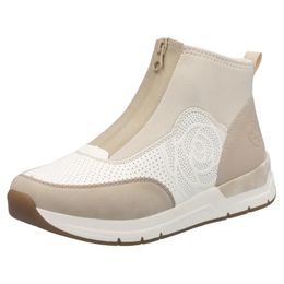 Rieker Damen Keilsneaker , Stiefelette, Boots, Rosenpr&auml;gung, mit Rei&szlig;verschluss vorne wei&szlig; 40