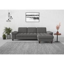 Sit & More sit&more Ecksofa &raquo;Westham L-Form&laquo; Recamiere, mit oder ohne Schlaffunktion, Bettkasten, F&uuml;&szlig;e wengefarben grau 90% Polyester 10% Polyamid B/H/T: 275cm x
