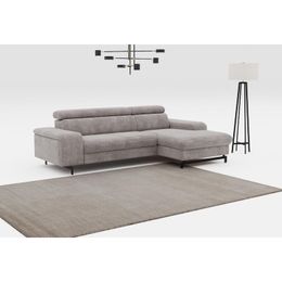 COTTA Ecksofa &raquo;Emma L-Form, B: 267 cm&laquo; mit Kopfteilverstellung, optional Schlaffunktion & Bettkasten grau B/H/T: 267cm x 97cm x 165cm, Struktur weich,