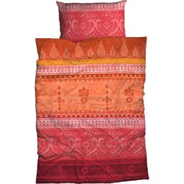 CASATEX Bettw&auml;sche &raquo;Indi&laquo; 3 Stk. romantisch, orientalisch, weich und gem&uuml;tlich orange Satin, Obermaterial: 100% Baumwolle B/L: 200cm x 200cm, 1 Stk., 
