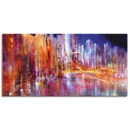 Artland Leinwandbild &raquo;Stadtansicht II&laquo; Br&uuml;cken 1 Stk. tlg. auf Holzrahmen gespannt bunt Leinwand B/H/T: 150cm x 75cm, Leinwandbild Br&uuml;cken Querformat, 1 Stk.
