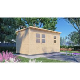 BERTILO Gartenhaus &raquo;Laisholm 2 naturbelassen&laquo; 2-Raum-Gartenhaus beige Massivholz Fu&szlig;boden im Gartenhaus, ohne Dacheindeckung