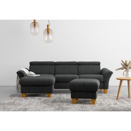 OTTO home Ecksofa &raquo;Lindgren L-Form&laquo; wahlweise mit Bett mit klappbaren Rollen, Kasten und Kopfverstellung grau 100% Polyester B/H/T: 258cm x 84cm x 