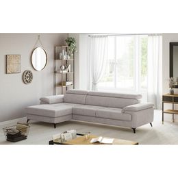 OTTO home Ecksofa &raquo;Astra L-Form, B: 300 cm&laquo; mit Kopfteilverstellung, optional Schlaffunktion & Bettkasten grau 100% Polyester (PES) B/H/T: 300cm x 