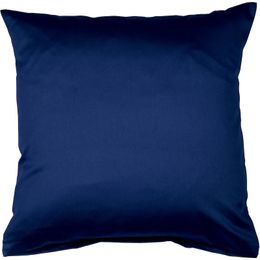 Janine Kissenbezug &raquo;Colors Mako Satin&laquo; mit Rei&szlig;verschluss, uni Kissenh&uuml;lle, feinf&auml;dig, 100% Baumwolle blau Mako-Satin, Obermaterial: 100% Baumwolle B/L: 50cm
