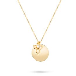 Tamaris Damen Kette mit Anh&auml;nger &raquo;Schmuck Geschenk Edelstahl Halskette Kreis/Bl&uuml;te&laquo; mit Zirkonia (synth.) gold Edelstahl, L: 45 B: 1,69mm