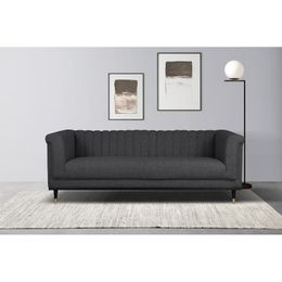 Home Affaire 2-Sitzer &raquo;Chamby&laquo; mit Holzrahmen unten und Steppung im Lehnenbereich grau 100% Polyester;Samtoptik (100% Polyester), Scheuertouren >