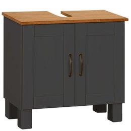 Home Affaire Waschbeckenunterschrank &raquo;Rodby&laquo; FSC -zertifiziertes Massivholz, Griffe Metall, Breite 60cm, H&ouml;he 55cm schwarz Massivholz anthrazit, B/H/T