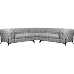 Home Affaire Chesterfield-Sofa &raquo;Amaury L-Form&laquo; Chesterfield-Optik, Breite/Tiefe je 262 cm, Fu&szlig;farbe w&auml;hlbar silber Struktur (100% Polyester);Samtoptik