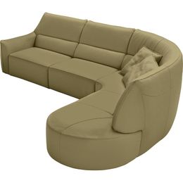 Egoitaliano Ecksofa &raquo;Puffy, extravagant & edel, Retro Designsofa, hoher Sitzkomfort, L-Form&laquo; mit Ottomane, wahlweise mit und ohne elektrischer Relaxfunktion gr&uuml;n 
