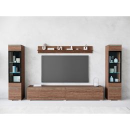 Home Affaire Wohnwand &raquo;VERA II&laquo; Komplett-Set, 4 Stk. tlg. B/H/T: 260cmcm x 130cmcm,mit Beleuchtung