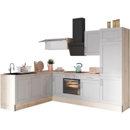 Optifit K&uuml;che &raquo;Ahus&laquo; 200 x 270 cm breit, wahlweise mit E-Ger&auml;ten, Soft Close Funktion grau B/H/T: 270cm x 211,8cm x 60cm, ohne E-Ger&auml;te