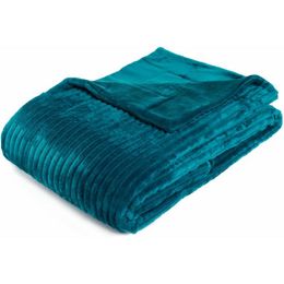 G&ouml;zze Wohndecke &raquo;Cordoptik&laquo; mit Glanzeffekt, Kuscheldecke blau Kunstfaser B/L: 150cm x 200cm