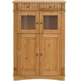 OTTO home Highboard &raquo;Teresa Mini-Vitrine mit Glast&uuml;ren und 2 Schubk&auml;sten&laquo; Kommode, aus massiver Kiefer, Breite 84 cm, FSC braun FSC -zertifiziertes 