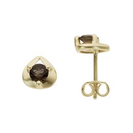 Firetti Damen Paar Ohrstecker &raquo;Schmuck Geschenk Gold 333 Ohrschmuck Farbstein Edelstein Quarz&laquo; mit Rauchquarz braun Gelbgold 333