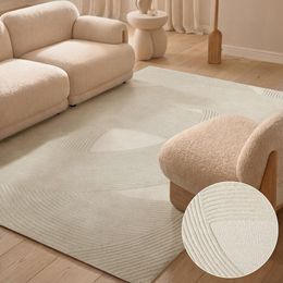 Ted Baker Wollteppich &raquo;Victoria , auch in rund&laquo; rechteckig 18 mm H&ouml;he Naturteppich Wolle, Hoch-Tief-Design, Wohnzimmer, Schlafzimmer beige Oberfl&auml;che: 100% 