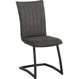 OMG Design Freischwinger &raquo;Amara&laquo; (Set) 1 Stk.Esszimmerstuhl, K&uuml;chenstuhl, pflegeleichter Bezug grau Stoff B/H/T: 47cm x 97cm x 64cm, 1 Stk., Stoff uni