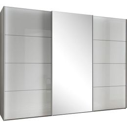 Wiemann Schwebet&uuml;renschrank &raquo;Kos&laquo; mit Spiegelt&uuml;r und Schattenfuge grau Glas, Holzwerkstoff B/H/T: 278,9cm x 236cm x 67cm, T&uuml;ren: 3 Stk.