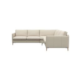 FLEXLUX Ecksofa &raquo;Fiore, gleichschenklig, bequem durch hochwertigem Sitzaufbau&laquo; schmale Armlehnen, Kaltschaum, F&uuml;&szlig;e Alu+ Eiche wei&szlig; 100% Echteder B/H/T
