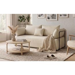 Collection AB Schlafsofa &raquo;Maria, B: 191 cm, Liegefl. 143x190 cm&laquo; Schlaffunktion,Bettkasten,Bonnelfederkern,Moderne Armlehnen aus Metall beige 100%