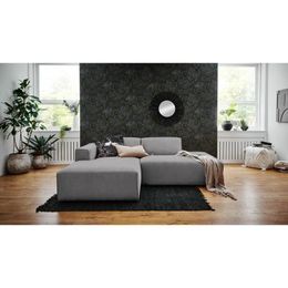 Home Affaire Ecksofa &raquo;Noord mit Kedernaht, Breite 227 cm, L-Form&laquo; Cord, Struktur, Webstoff, mit Wellenunterfederung, Massivholzrahmen grau 94% 