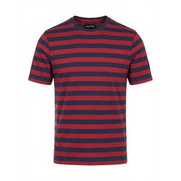 KOROSHI Crew baumwolle gestripte block t-shirt in rot | Gr.: M