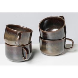 gipfelst&uuml;ck Tasse &raquo;Glockenklang&laquo; Scandi-Style, Reaktivglasur, jedes St&uuml;ck ein Unikat, 4-teilig braun Steinzeug 220ml, 4 Stk.