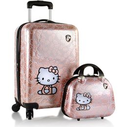 Heys Kinder Kinderkoffer &raquo;Kinderreiseset Hello Kitty ros&eacute;gold&laquo; Set, Kinderkoffer und Kosmetikkoffer, 31,8 l 4 Rollen Kindertrolley Handgep&auml;ck-Koffer 