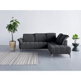 OTTO home Ecksofa &raquo;Fresh L-Form&laquo; Federkern, wahlweise Kopfteilverstellung und motorischer Vorziehsitz grau 100% Polyester B/H/T: 260cm x 79cm x 220cm,