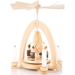 Albin Preissler Weihnachtspyramide &raquo;mit Kurrende, Handwerkskunst aus dem Erzgebirge&laquo; Weihnachtsdeko aus Eschenholz beige Massivholz 20cm