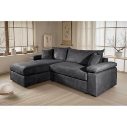 OTTO home Ecksofa &raquo;Cosy L-Form, B: 234 cm, Sitzaufbau im Sandwich-Federkern&laquo; 2 Zierkissen, Mega-Sofa, Cord oder Struktur weich, Kaltschaumauflage grau