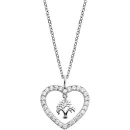 Engelsrufer Damen Kette mit Anh&auml;nger &raquo;Lebensbaum im Herz&laquo; Made in Germany - mit Zirkonia (synth.) silber Silber 925 (Sterlingsilber), L: 50 B: 1,33mm
