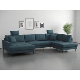 Trends by HG Wohnlandschaft &raquo;Summer&laquo; U-Form, B: 360cm in Cord & Struktur blau 90% Polyester;10% Nylon B/H/T: 360cm x 86cm x 195,5cm, Struktur, 