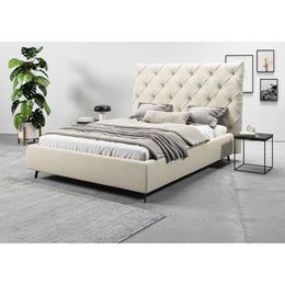 Home Affaire Polsterbett &raquo;Maxime, in 4 Breiten bis 200cm, auch in Leder&laquo; Kopfteilh&ouml;he 143 cm, belastbar bis 280 kg, auch in &Uuml;berl&auml;nge 220cm beige 96% 