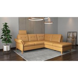 Sit & More sit&more Ecksofa &raquo;G&ouml;teborg&laquo; inkl. Sitztiefenverstellung, wahlweise mit Bettfunktion & Bettkasten gelb B/H/T: 250cm x 90cm x 226cm, NaturLEDER Stoff, 