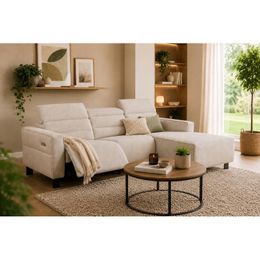 OTTO home Ecksofa &raquo;CARPARI Webstoff,L-Form,224 cm, man./elektr. Relaxfunktion&laquo; (USB A/C), sowie Kopfteilverstellung beige B/H/T: 263cm x 97cm x 179cm,