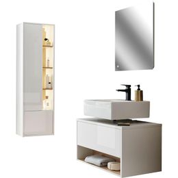 Home Affaire Badm&ouml;bel-Set &raquo;Studio Line, Bad im modernen Design, 3-teiliges Badezimmer&laquo; 3 Stk. tlg. wei&szlig; Einheitsgr&ouml;&szlig;e
