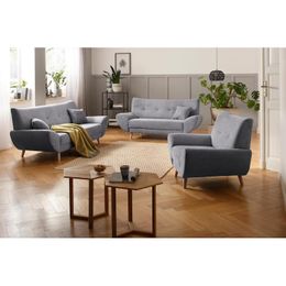 Home Affaire Polstergarnitur &raquo;Basta&laquo; 3 Stk. tlg. Komfortable Wellenunterfederung grau 100% Polyester B/H/T: 80cm x 82cm, Chenille