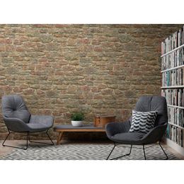 Livingwalls living walls Fototapete gemustert matt neutral glatt Steinwand Steinoptik Tapeten Wohnzimmer Schlafzimmer K&uuml;che Design B&uuml;ro bunt Vinyl, Vlies B/L: 