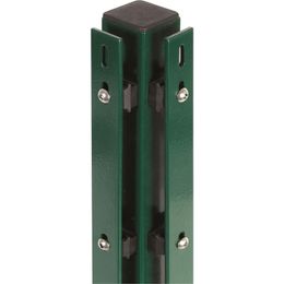 Alberts Eckpfosten 60x60 mm f&uuml;r Doppelstabmattenzaun, 240 cm, mit Flacheisen gr&uuml;n Stahl 240cm