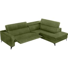 Egoitaliano Ecksofa &raquo;Edith, Designsofa mit hohem Sitzkomfort, Breite 269cm, L-Form&laquo; inkl. elektrischer Relaxfunktion und manuell verstellbaren Kopfteilen gr&uuml;n B/H