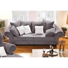 Home Affaire Big-Sofa &raquo;King Henry Mega Sofa, viel Platz, Breite 242cm, Federkern&laquo; in legerer Polsterung und vielen losen Kissen grau Samtcord &raquo;Ribbon&laquo;