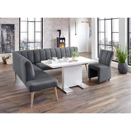 exxpo - sofa fashion Eckbank &raquo;Costa, moderne R&uuml;ckensteppung, bequem und elegant, hoher Holzfu&szlig;&laquo; Frei im Raum stellbar grau Struktur: Webvelour, 100% 
