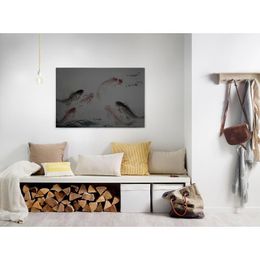 A.S. Cr&eacute;ation Leinwandbild &raquo;dancing kois&laquo; Kunst Tiere 1 Stk. tlg. Keilrahmen Bild Fische Asiatisch Koi Leinwand-Bild Wohnzimmer modern grau Massivholz, Stahl B/H/T:
