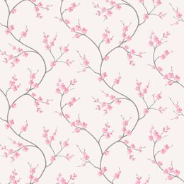 SUPERFRESCO EASY Vliestapete &raquo;Bailey - Blumen&laquo; glatt Rosa/Wei&szlig; - 10m x 52cm rosa Vlies B/L: 0,52m x 10m