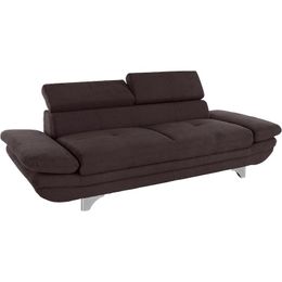 COTTA Polstergarnitur &raquo;Enterprise&laquo; Set, Set bestehend aus 2,5-Sitzer mit Arm- & Kopfteilverstellung & Hocker braun Struktur fein,mit 