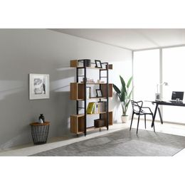 M&ouml;bilia Raumteilerregal als Regal und Raumteiler einsetzbar beige MDF, Metall B/H/T: 120cm x 180cm x 30cm, 3 Stk. offene F&auml;cher, 3 offene F&auml;cher